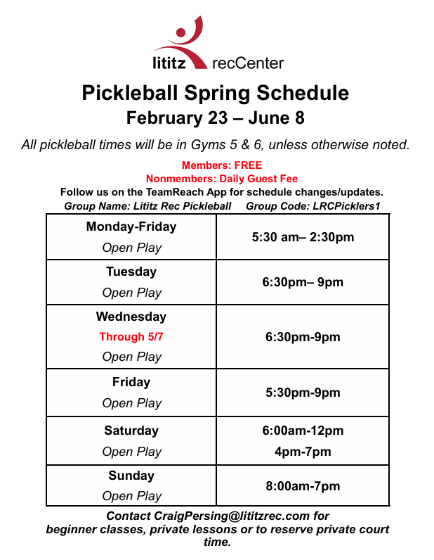 Pickleball at Lititz recCenter – Lititz Rec